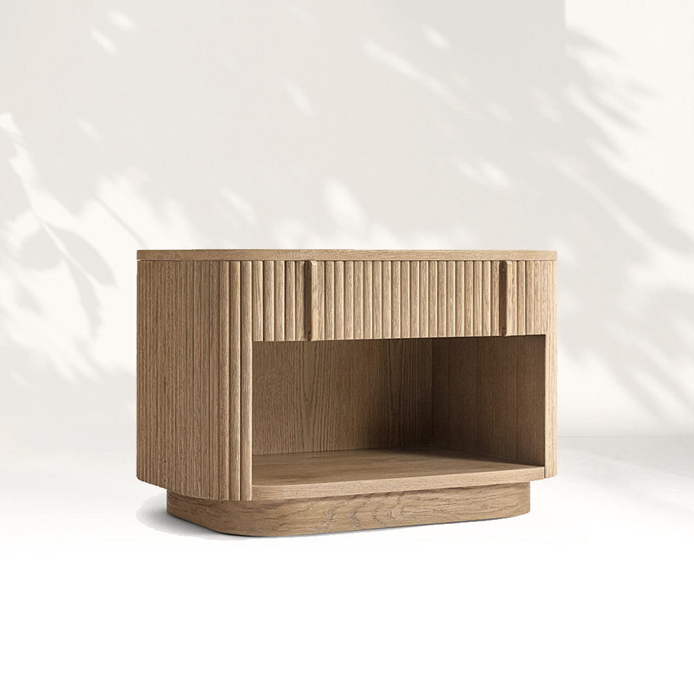 Mulholland Open Nightstand,RH,Modern open nightstand with storage